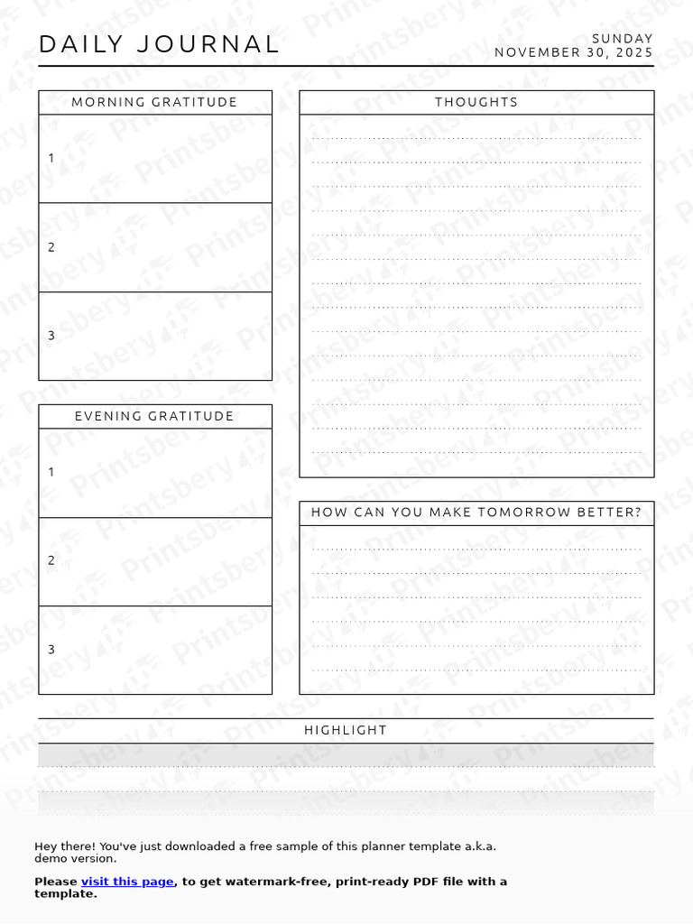 Daily Gratitude Journal Template | PDF | Computer File Formats