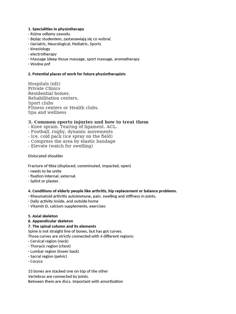 Physiotherapy - English Exam | PDF | Knee | Physical Therapy