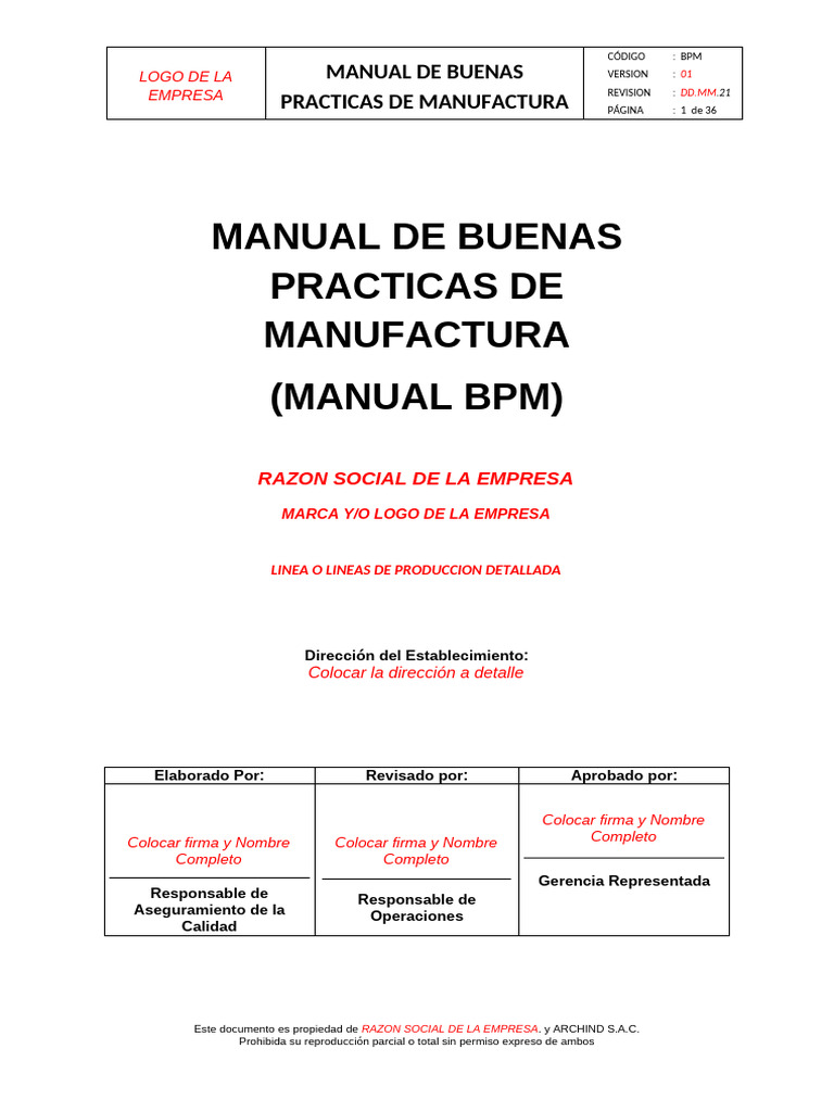 Manual BPM: Buenas Prácticas de Manufactura | PDF | Alimentos ...