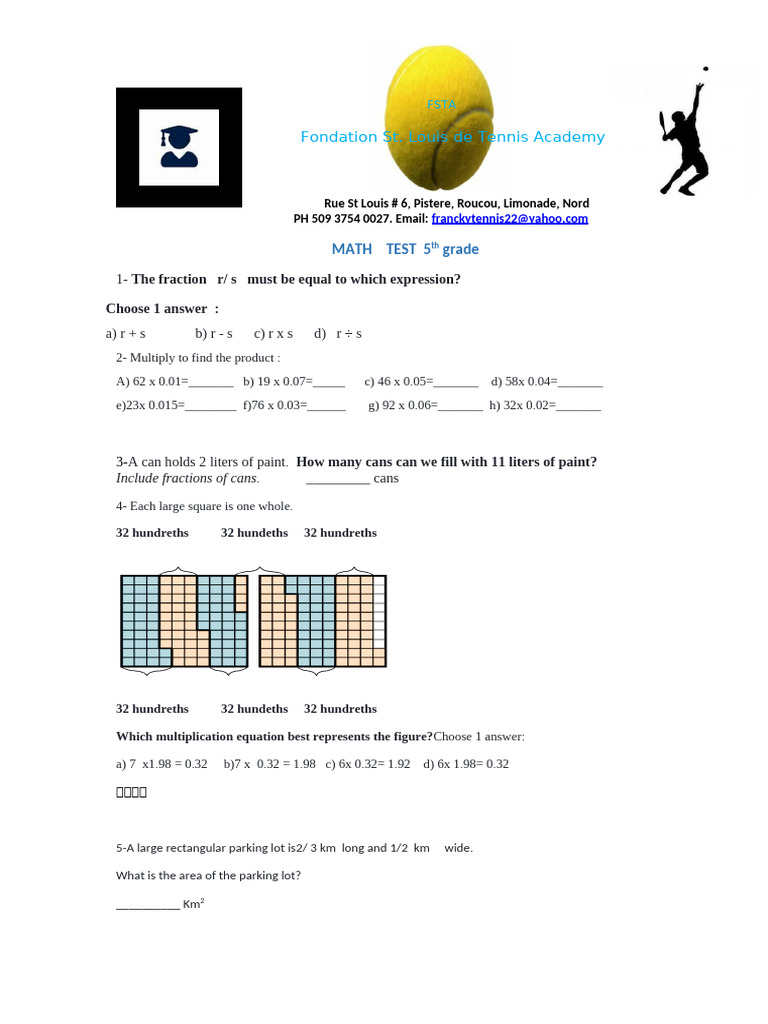5th Grade Math Test February 7th, 2025 | PDF