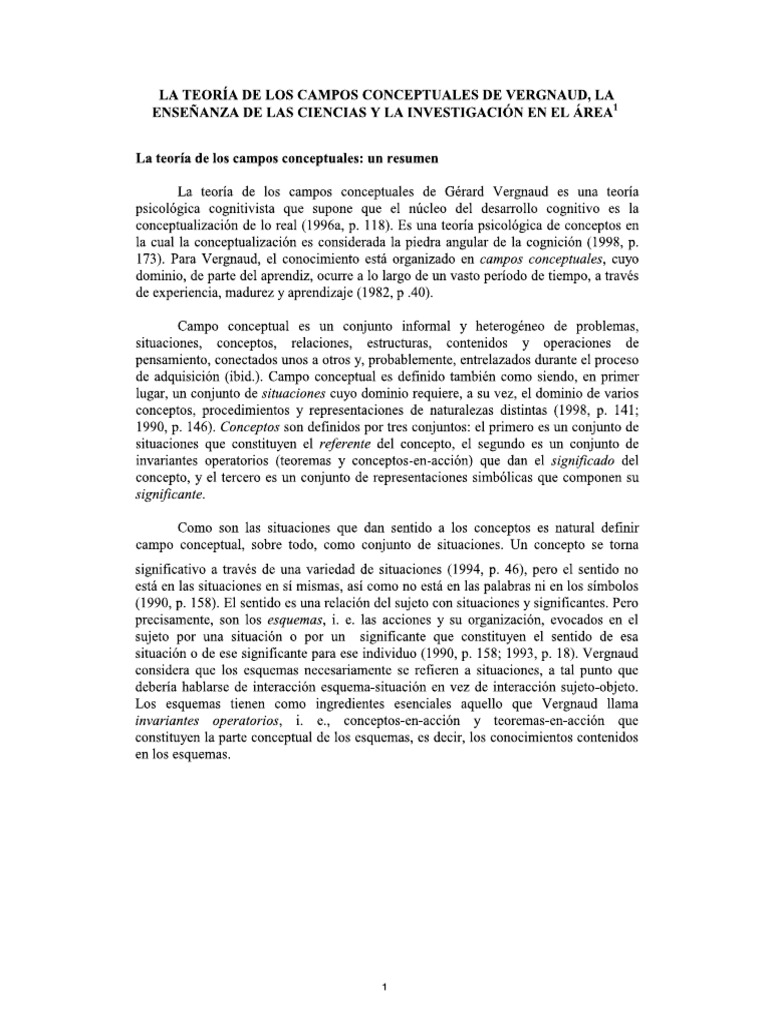 La Teoria de Los Campos Conceptuales Vergnaud | PDF