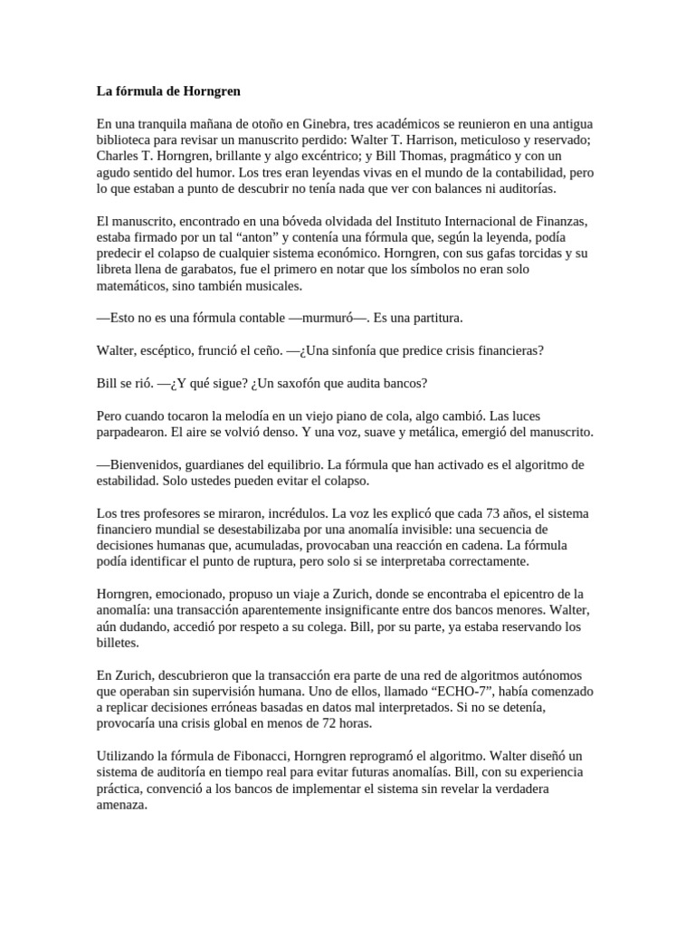 La Fórmula de Horngren | PDF