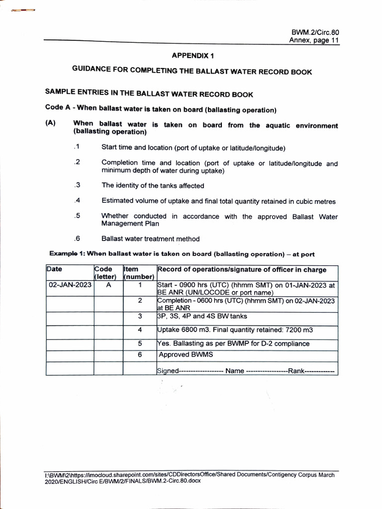 Ballast Water Record Book Guide | PDF | Water