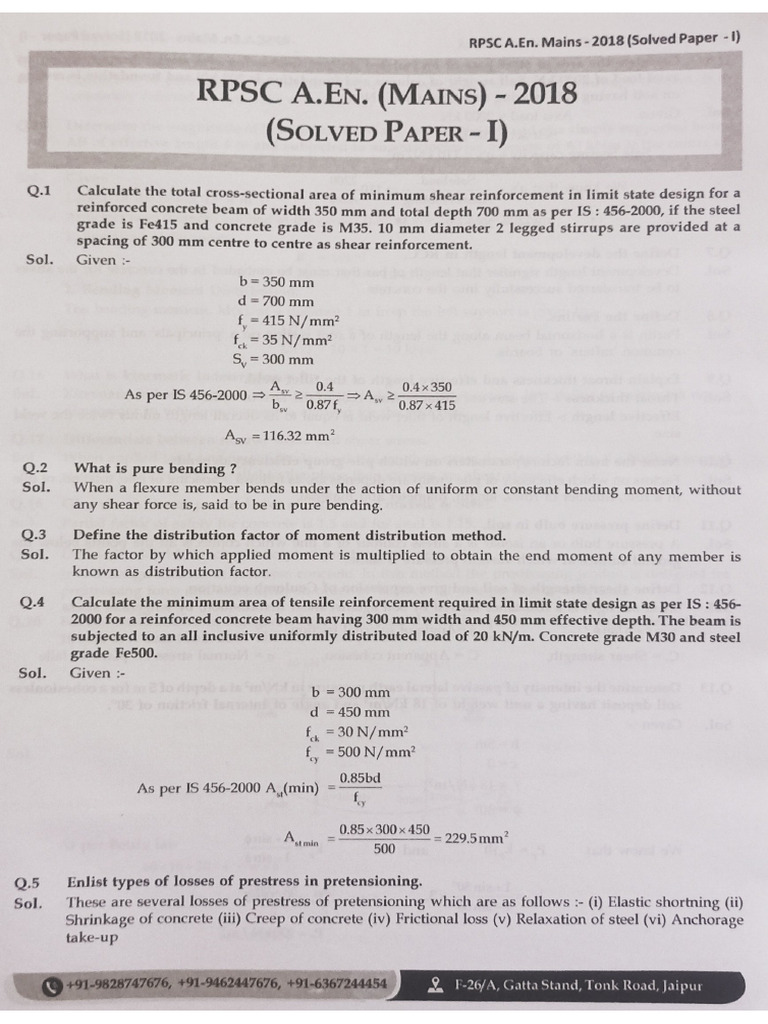 RPSC 2018 (Solved Paper - 1) | PDF