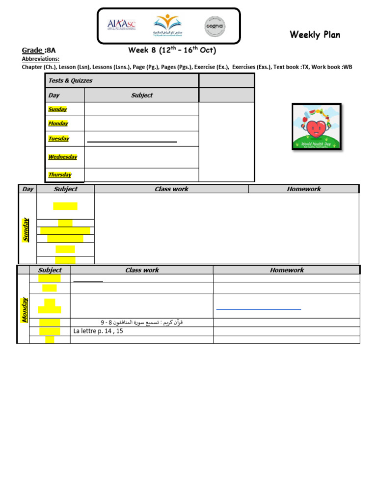 Week 8 Gr.8A (12th - 16th Oct) | PDF | Algebra | Mathematics