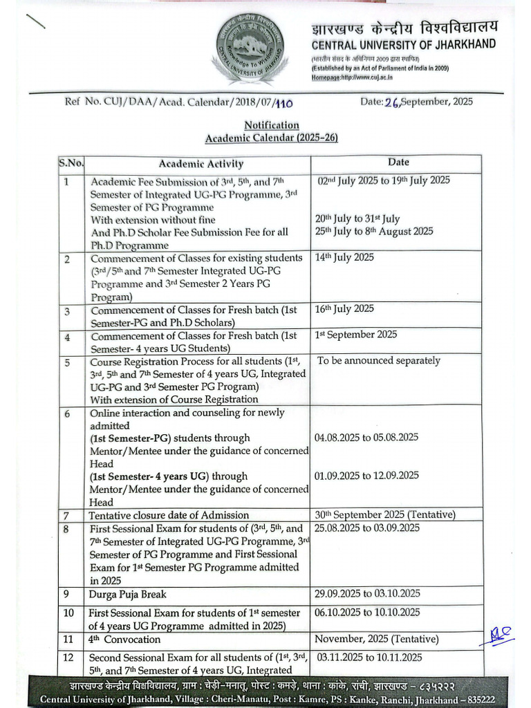 Academic Calender 25-26 Signed | PDF