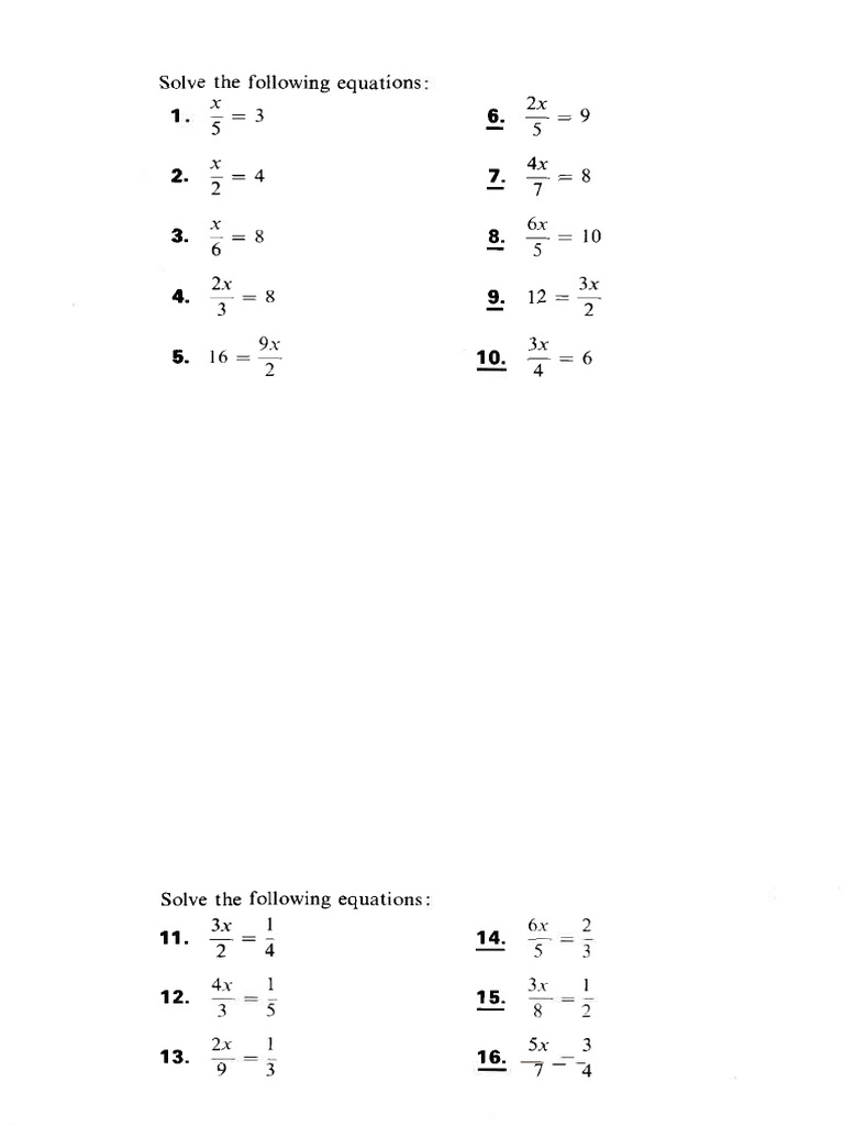 Solving Basic Algebraic Equations | PDF