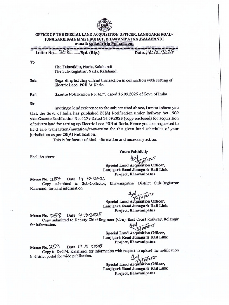 Notification - Special LAO Railway - Elect Loco POH - Narla | PDF