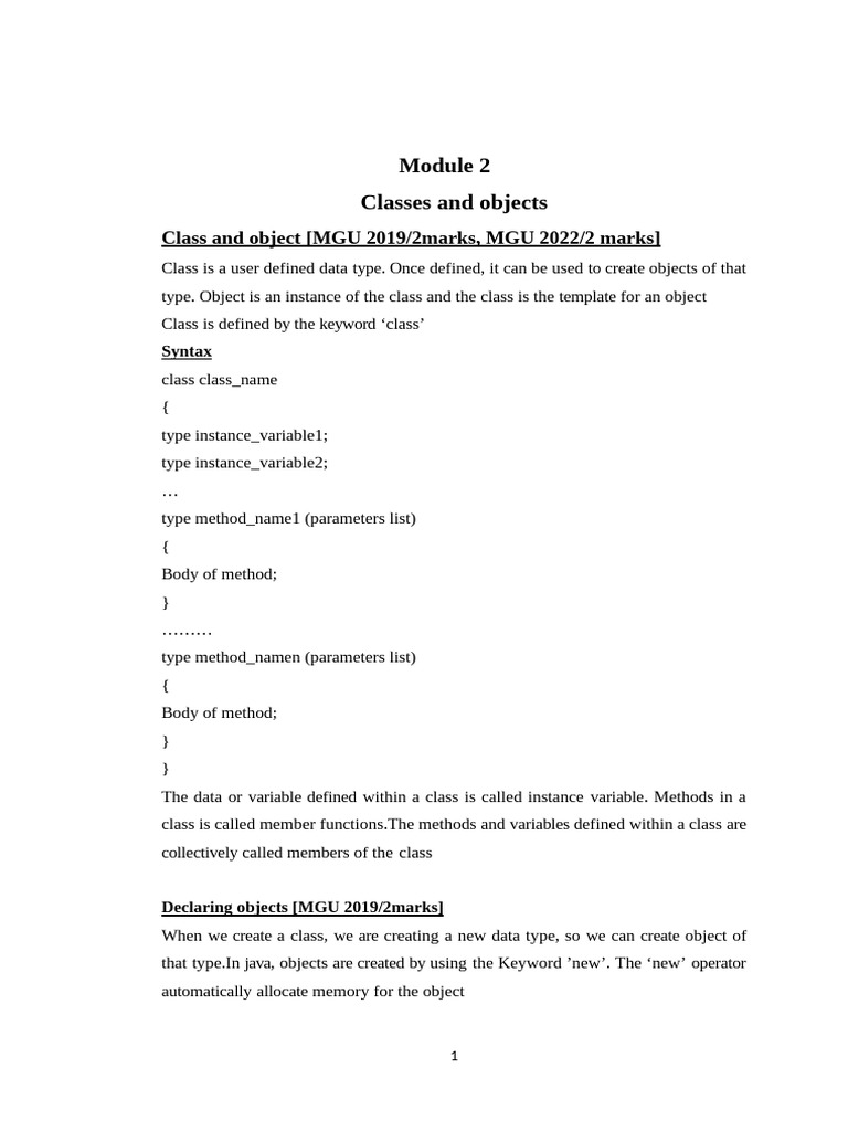 Java Classes and Objects Overview | PDF | Method (Computer Programming ...