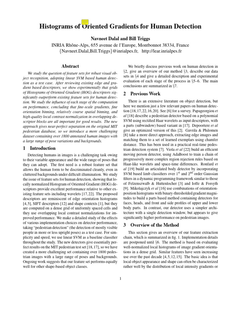 HOG - Histogram of Oriented Gradients For Human Detection | PDF ...