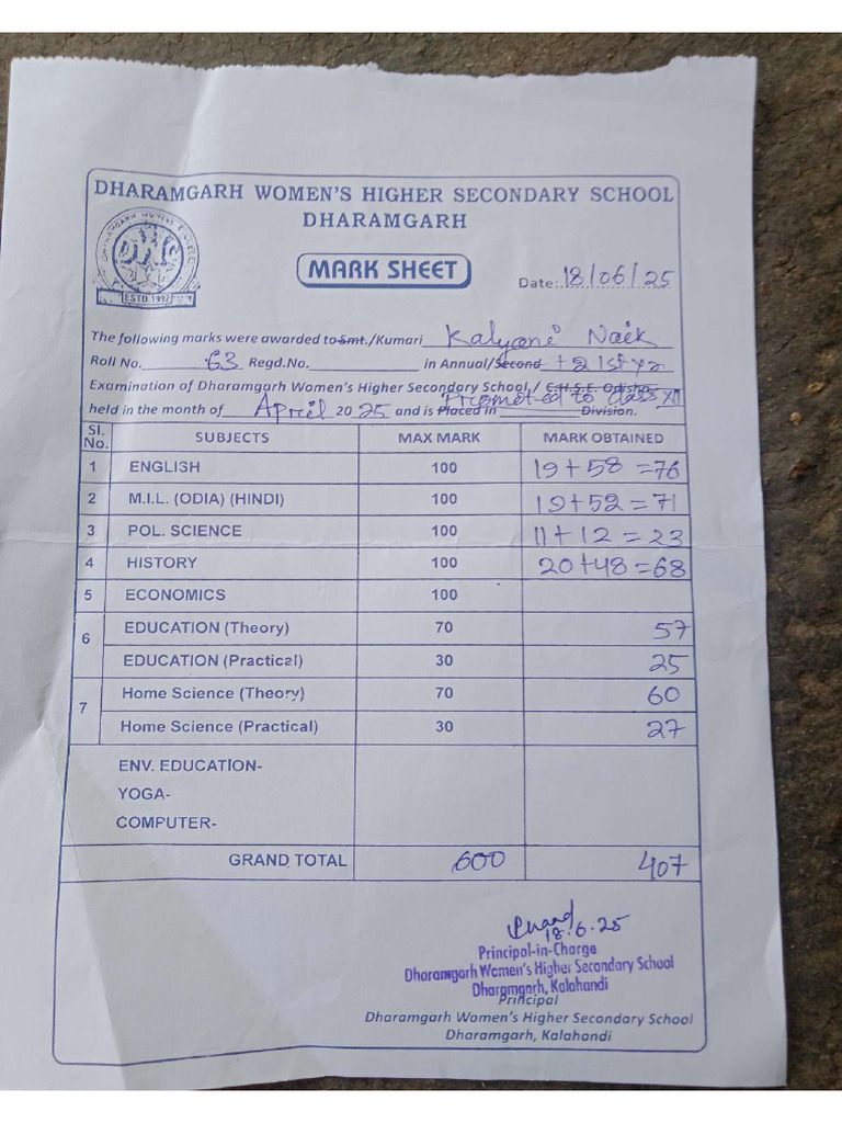 Mark Sheet | PDF