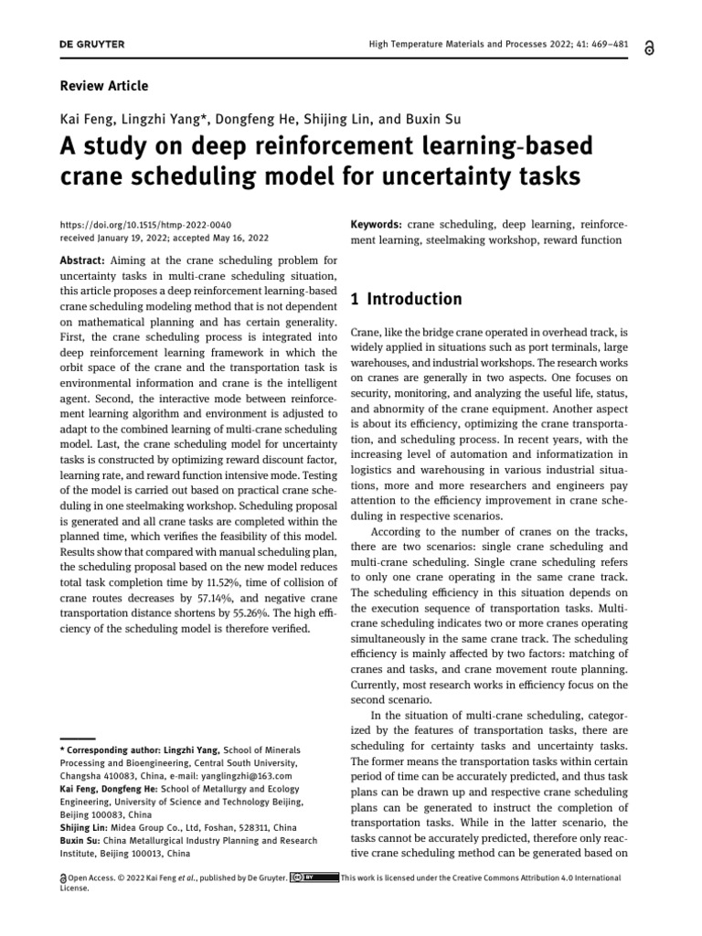 A Study On Deep Reinforcement Learning-Based Crane | PDF | Mathematical ...
