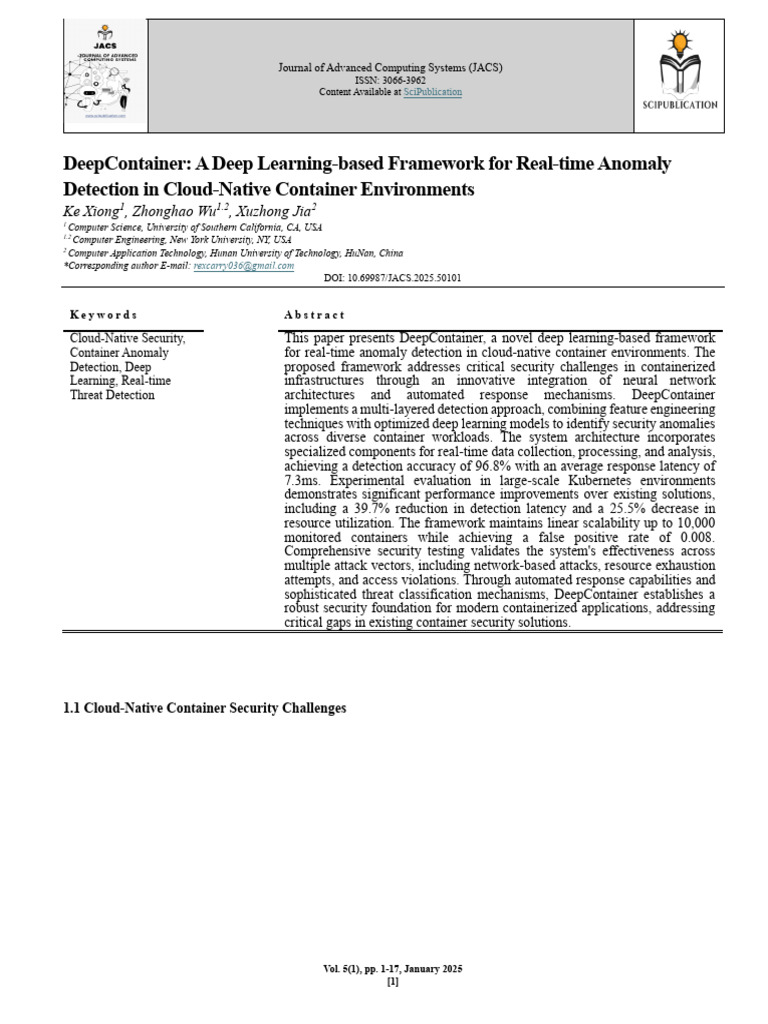 DeepContainer A Deep Learning-Based Framework For | PDF | Computer Security | Security