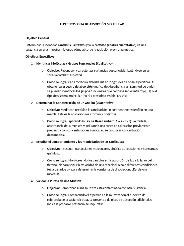 Espectrometría de Absorción Molecular | PDF | Espectroscopia de ...