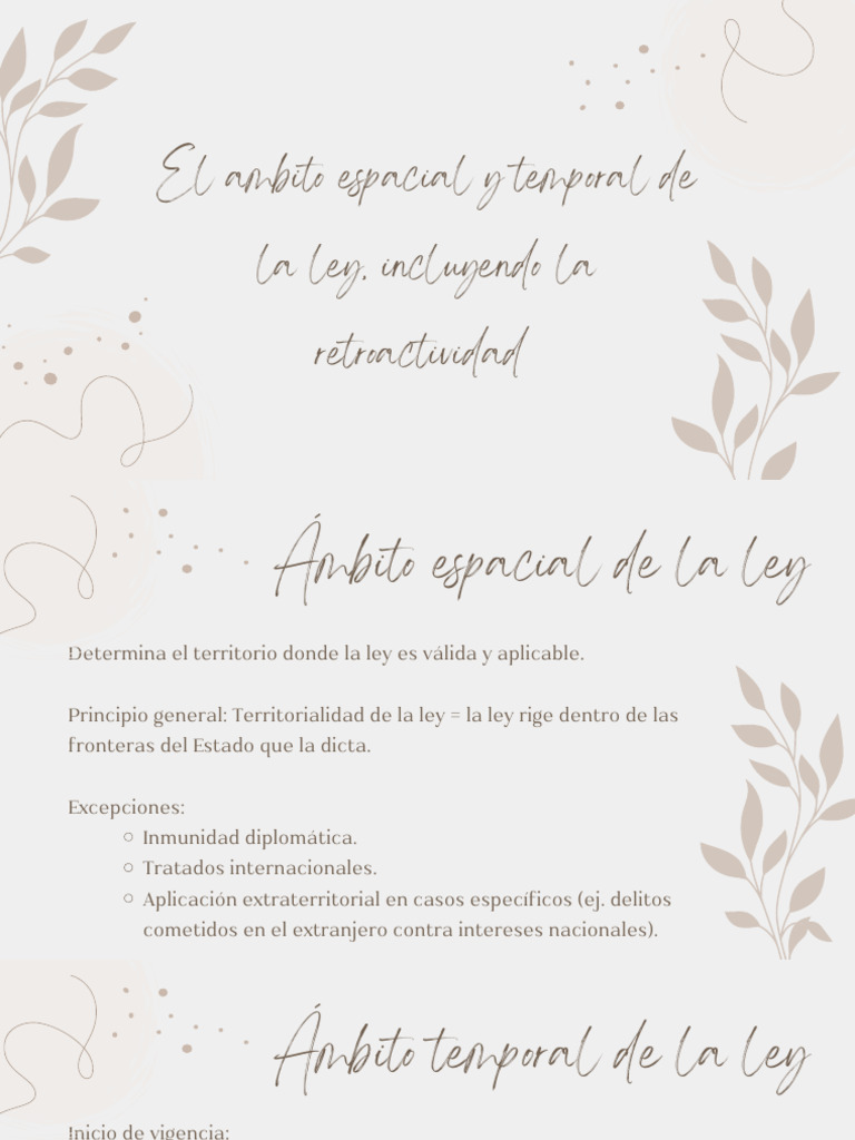 El Ambito Espacial y Temporal de La Ley, Incluyendo La Retroactividad ...