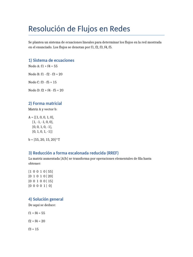 Flujos en Redes: Resolución de Ecuaciones | PDF