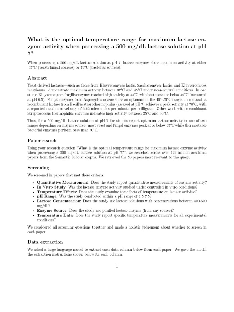 Optimal Lactase Activity: pH 7, Temp 45-70°C | PDF | Enzyme Assay | Enzyme