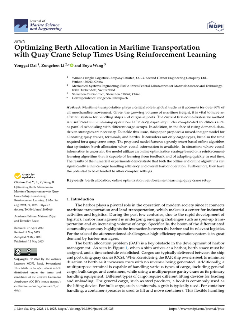 Optimizing Berth Allocation with RL | PDF | Mathematical Optimization ...