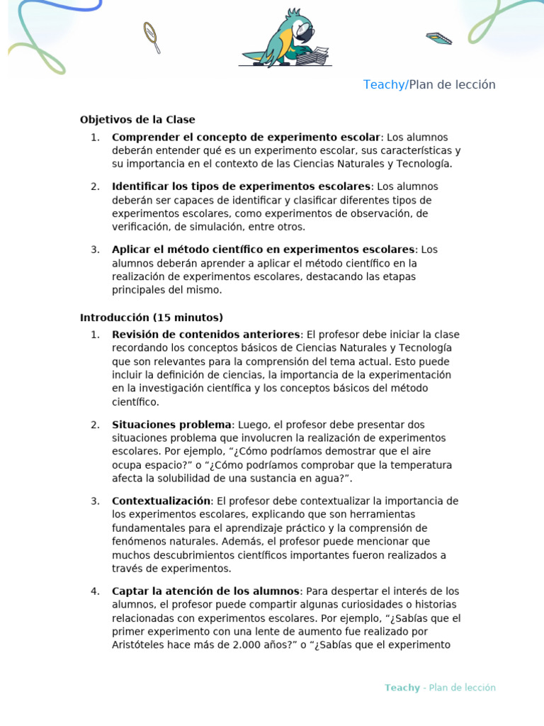 El Experimento Escolar - Concepto, Tipos y Método Científico | PDF ...