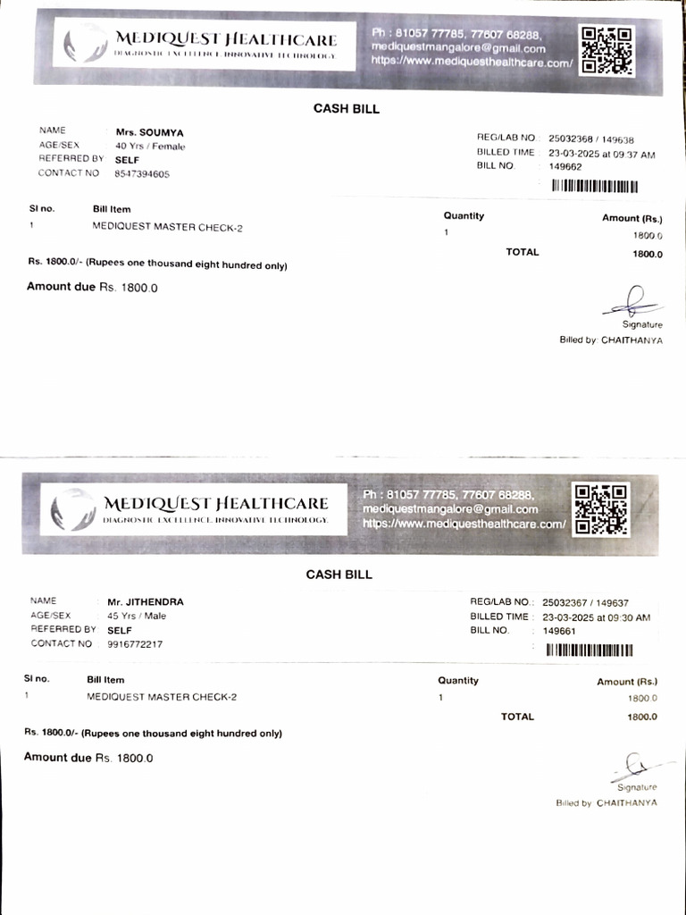 Mediquest Healthcare Billing Summary | PDF