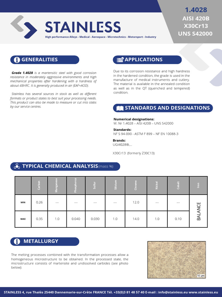 AISI 420B Stainless Steel Properties | PDF | Stainless Steel | Corrosion