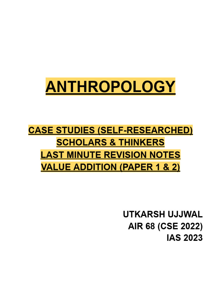 Anthropology Case Studies Short Notes | PDF