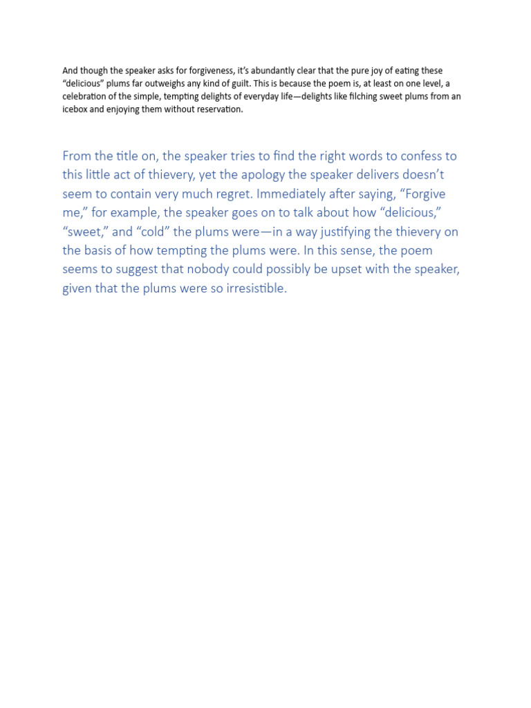 English Project Term 3 - This Is Just To Say | PDF