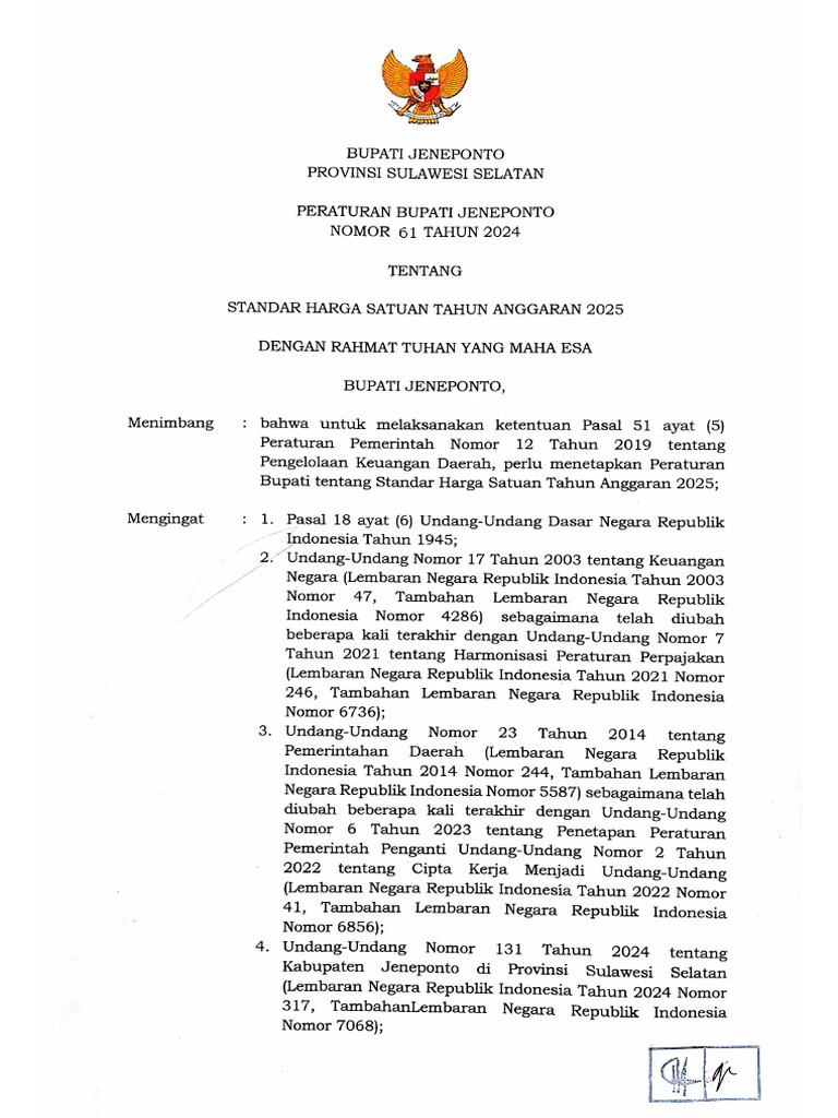 Perbup Nomor 61 Tahun 2024 TTG Shs Ta 2025 Ok | PDF