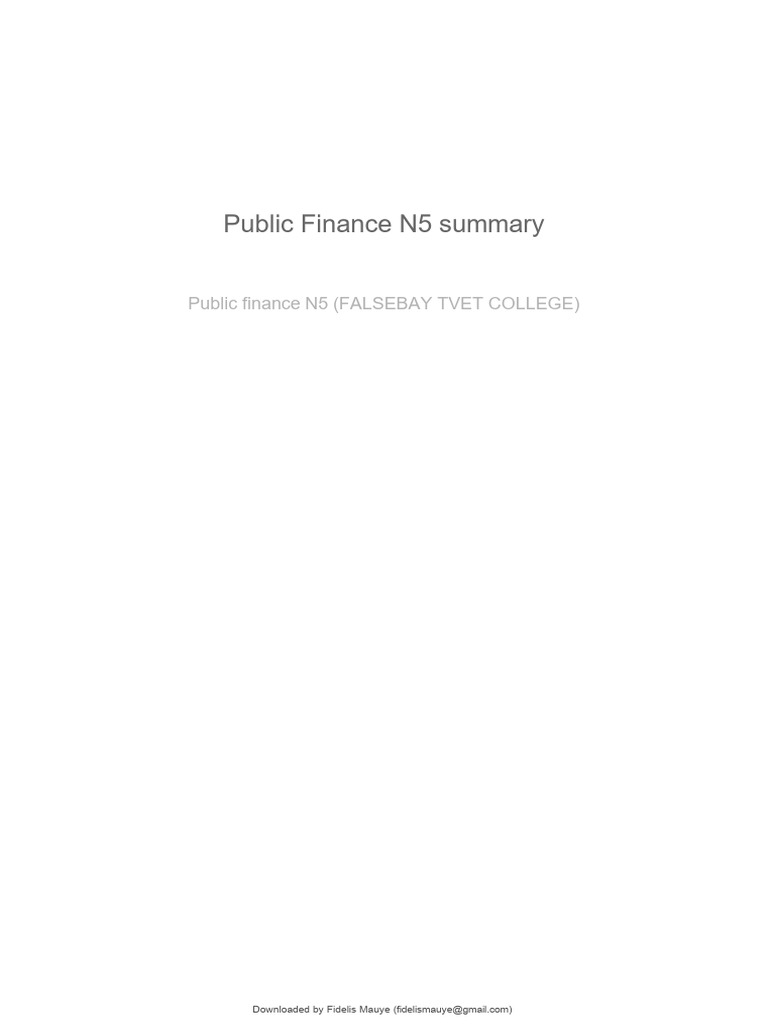 Public Finance N5 Summary Guide | PDF | Taxes | Audit