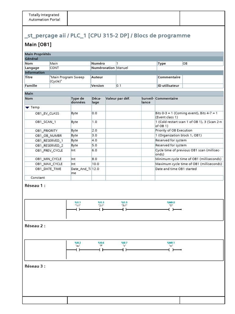 Programme Principal d'Automatisation PLC | PDF | Informatique ...