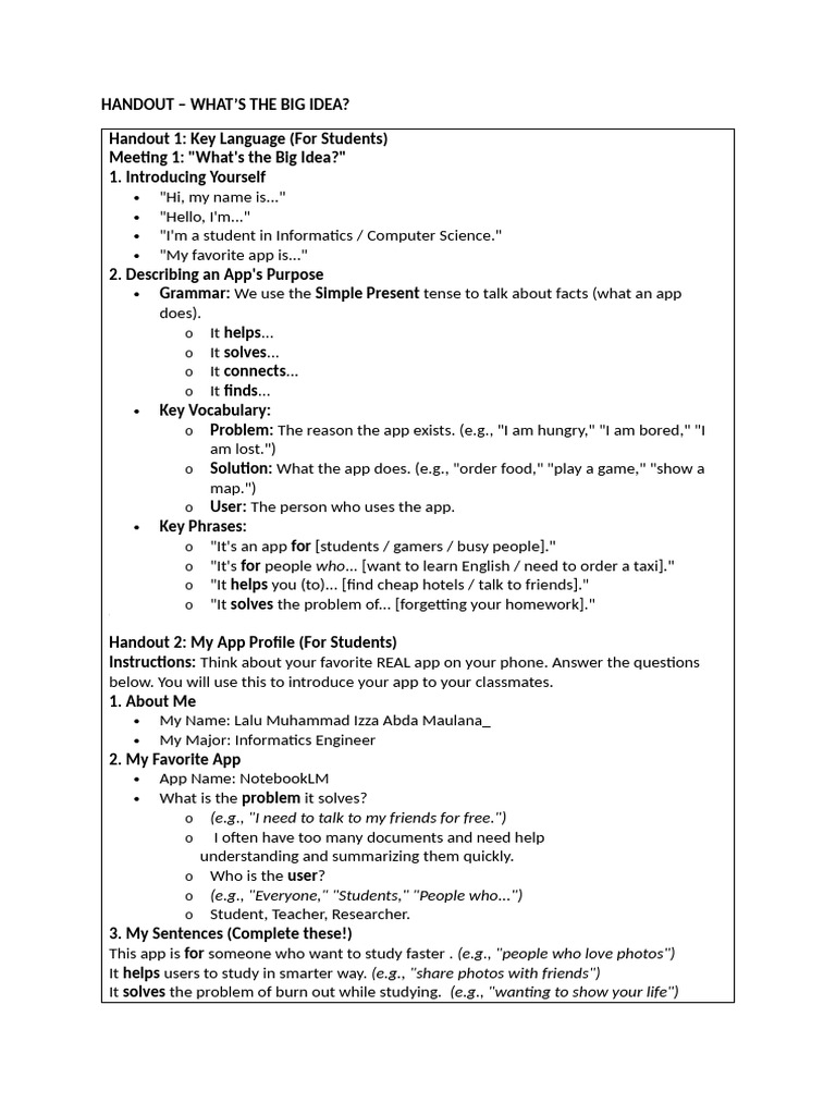 Handout Informatics - What's The Big Idea | PDF | Learning | Human ...