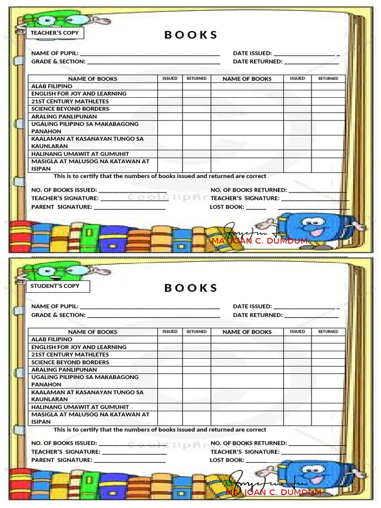 Books Certificate Form 2019 | PDF