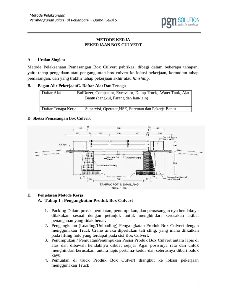 Metode Pemasangan Box Culvert Jalan Tol | PDF