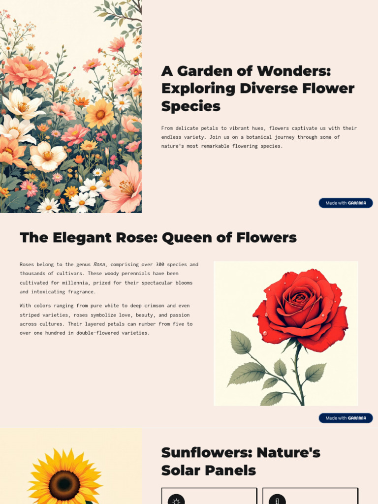 A Garden of Wonders Exploring Diverse Flower Species | PDF | Rose | Flowers