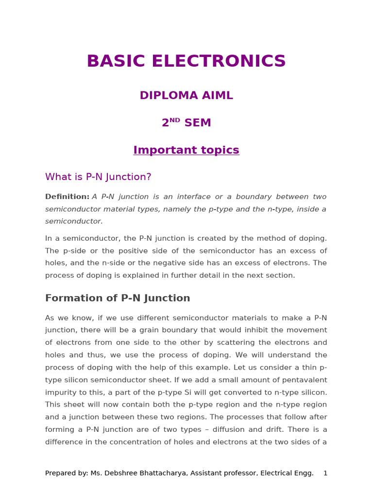 Basic Electronics Notes | PDF | Rectifier | P–N Junction