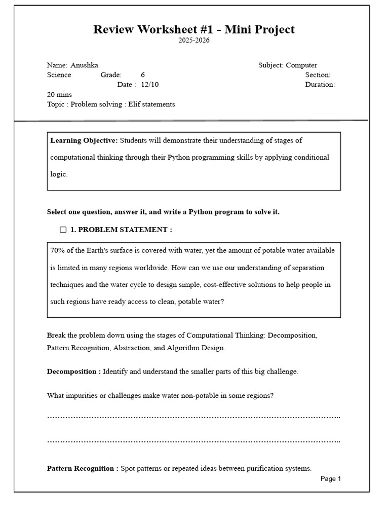Python Problem Solving Worksheet | PDF | Recycling | Waste