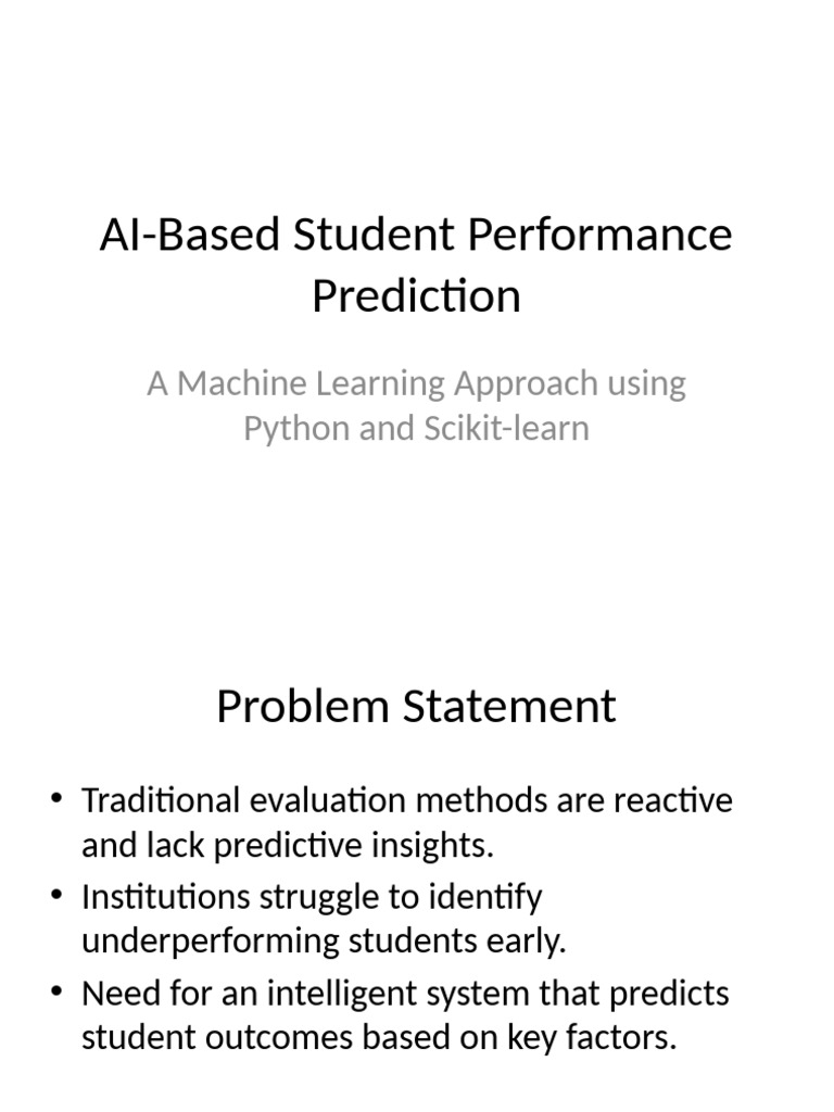 AI Student Performance Prediction Presentation | PDF