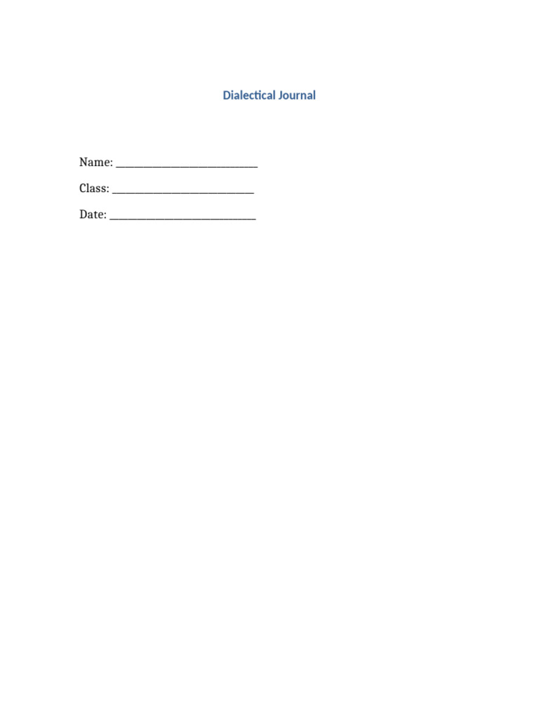 Dialectical Journal Template Guide | PDF