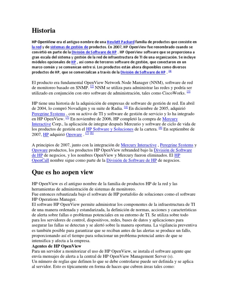 Historia de HP OpenView y su evolución | PDF | Hewlett Packard ...