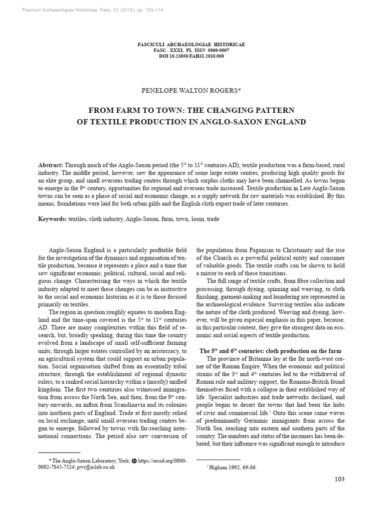 Anglo-Saxon Textile Production Trends | PDF | Weaving | Textiles