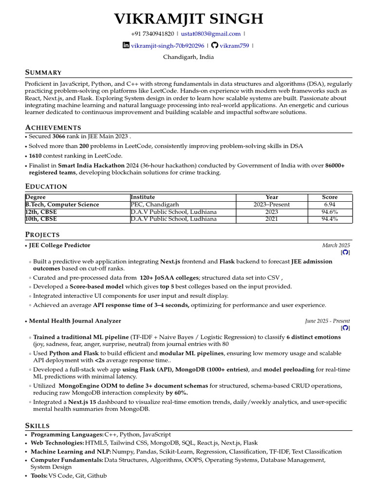 Academic CV Template 1 | PDF | Machine Learning | Computing