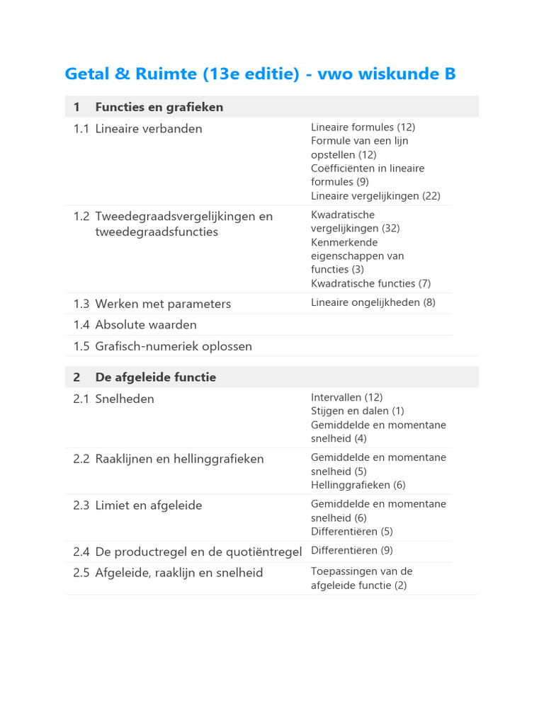 Getal & Ruimte (13e Editie) - Vwo 4 Wiskunde B | PDF