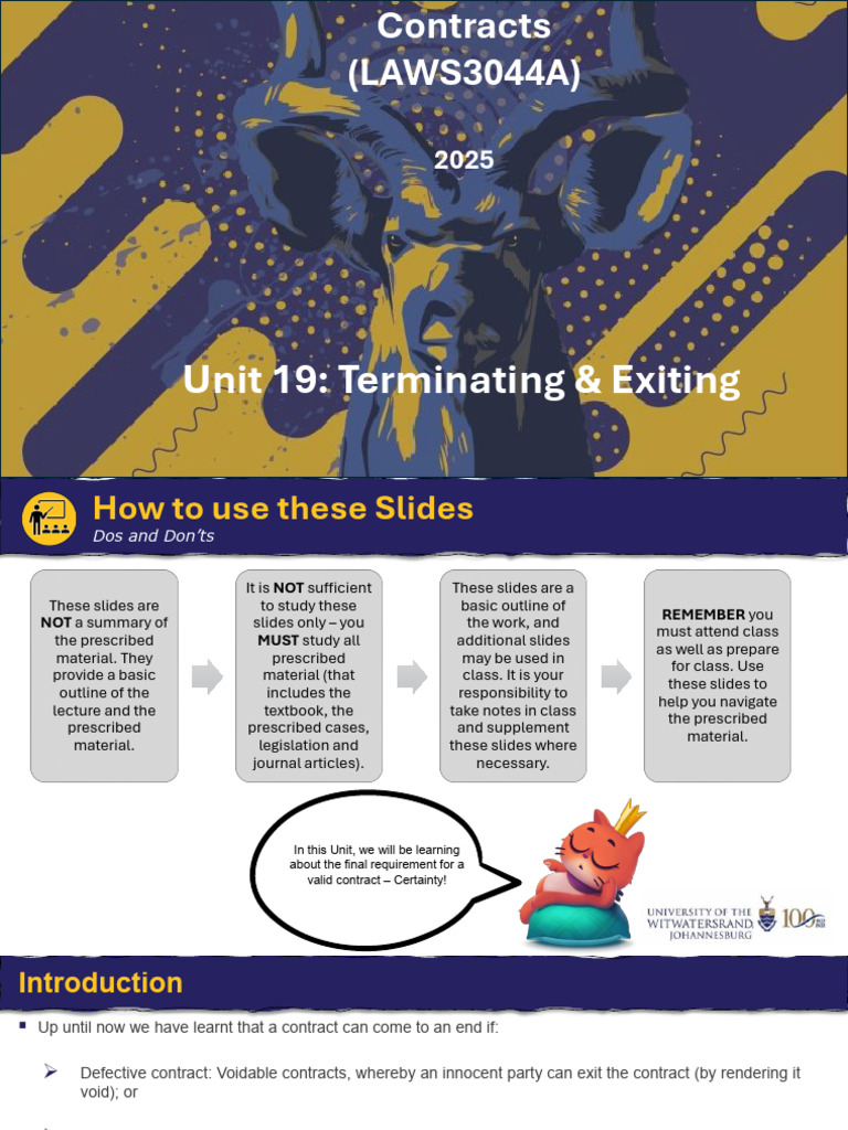 Unit 19 (Terminating and Exiting) - Slides | PDF | Set Off (Law) | Debt