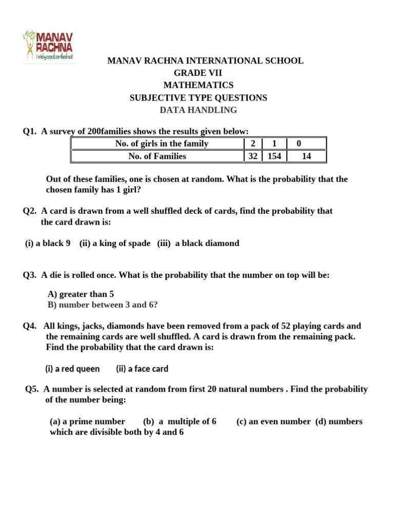 G7 DATA HANDLING Worksheet | PDF