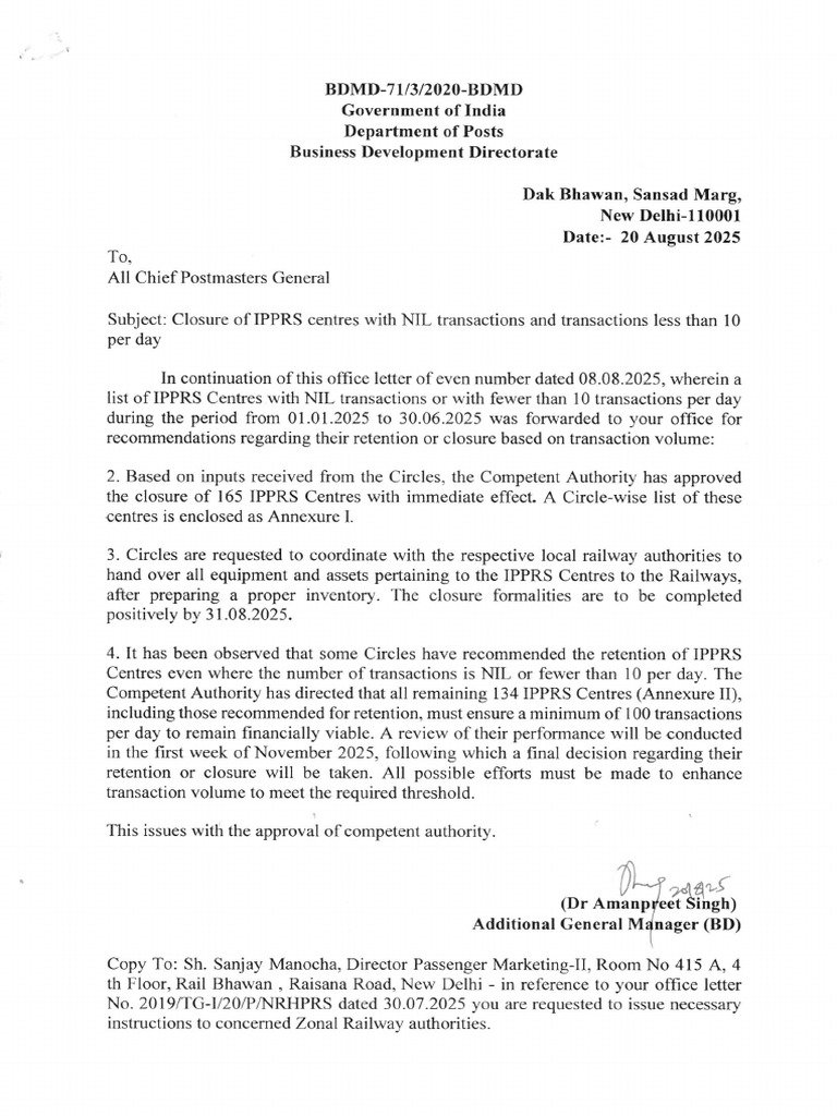 Closure of Non-viable IPPRS Centres | PDF