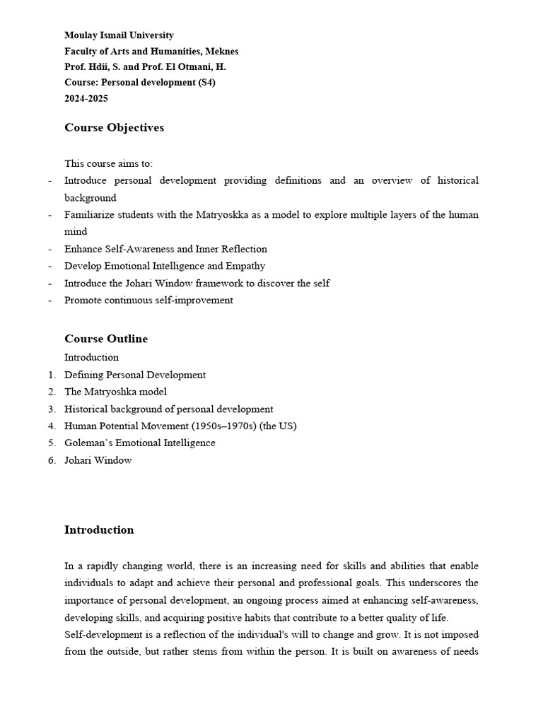 S4 Personal Development Course - Final Version | PDF | Personal ...