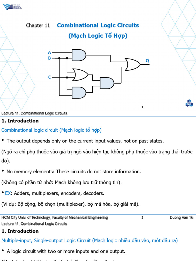 Lecture 11 - Combinational Logic Circuits | PDF