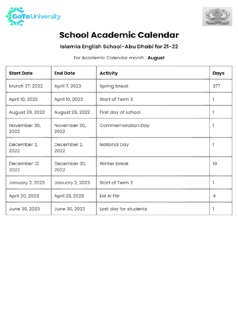 School Calendar | PDF