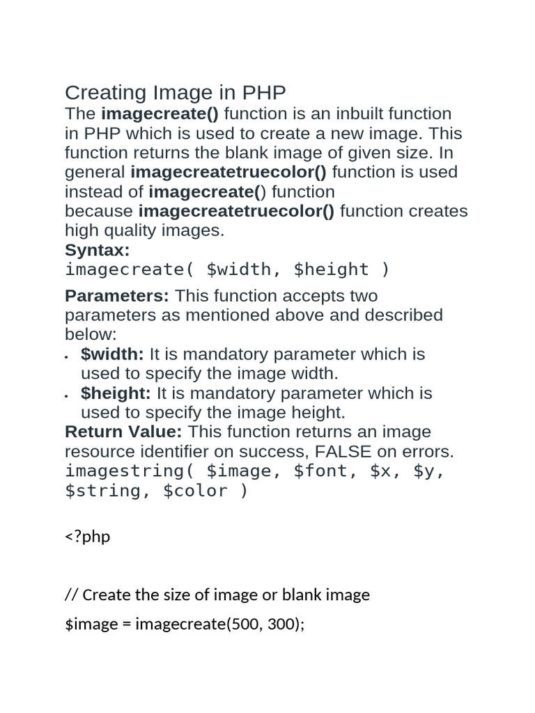 Unit 2 Graphic Concepts in PHP | PDF | Parameter (Computer Programming) | Php