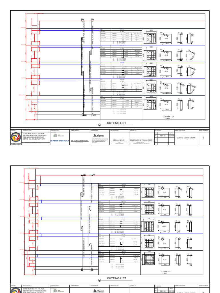 Cutting List Column Rev 04 | PDF
